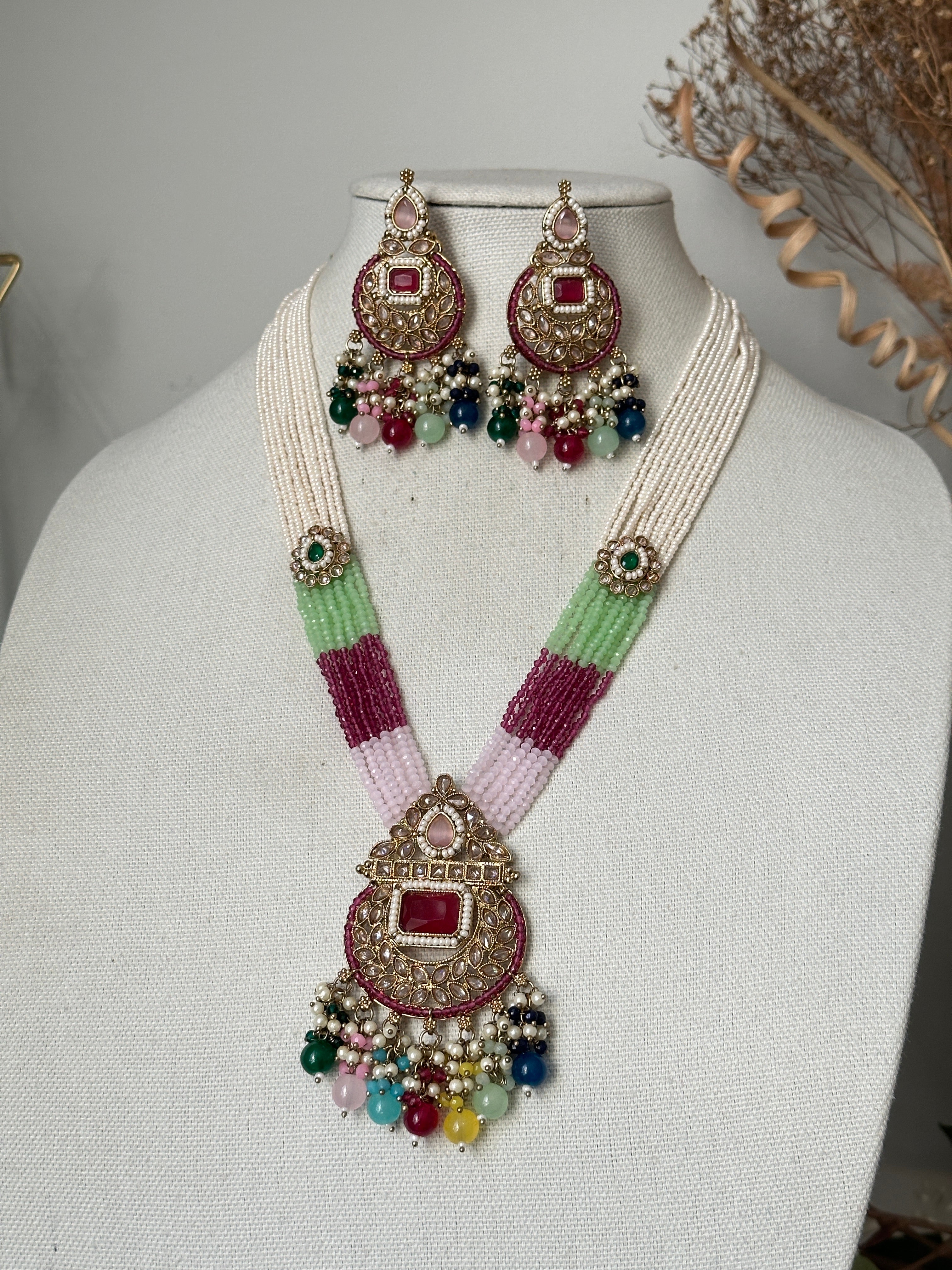 Multi-Colour Polki Rani Haar – Tazori Collection