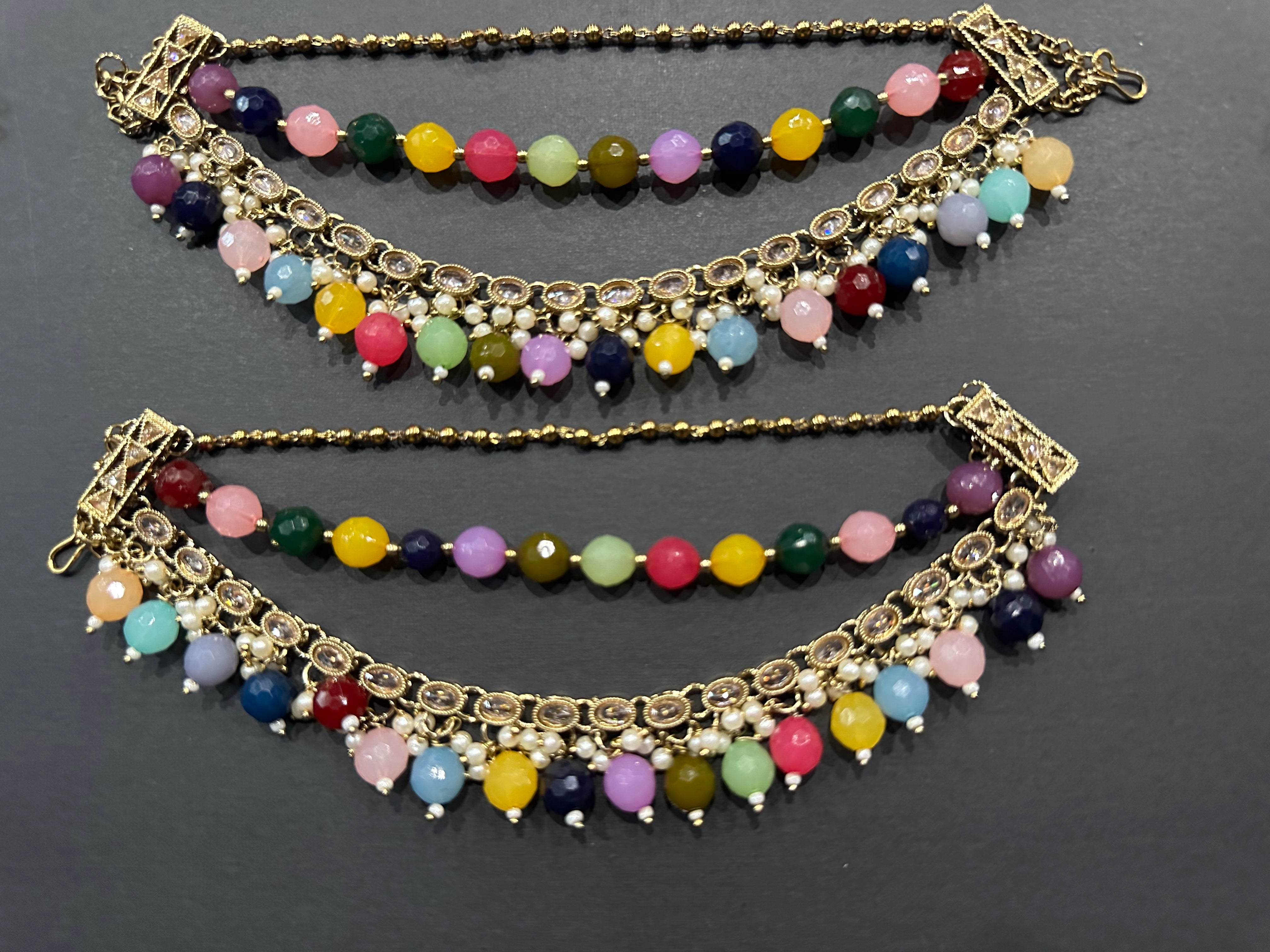 Multi-Colour Polki Ear Chains – Tazori Collection