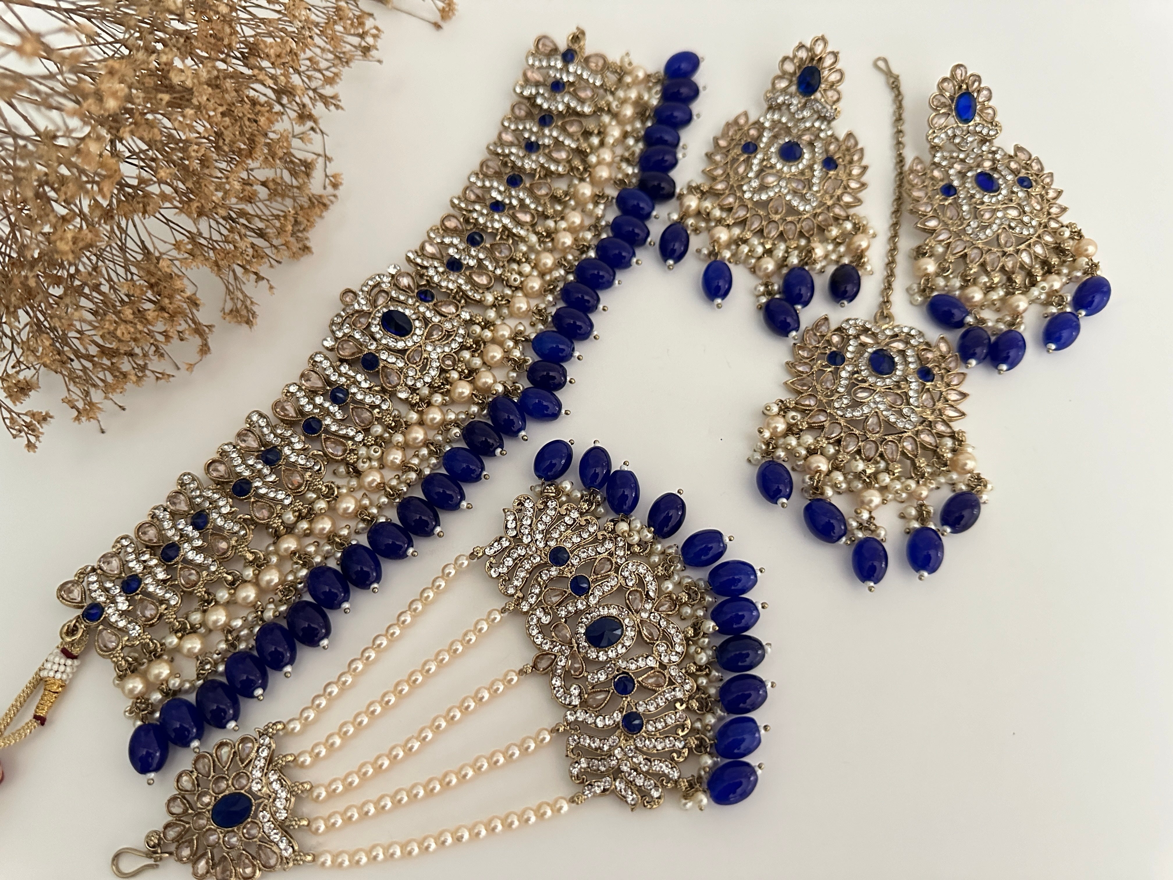 Royal Blue Pakistani Choker Set – Tazori Collection